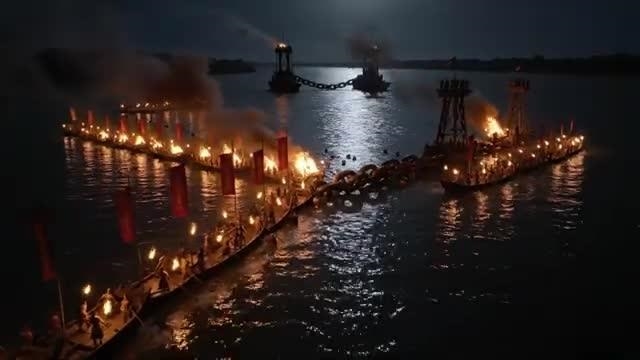 Kong Leads the Fire Ships at Red Cliffs - نماشا